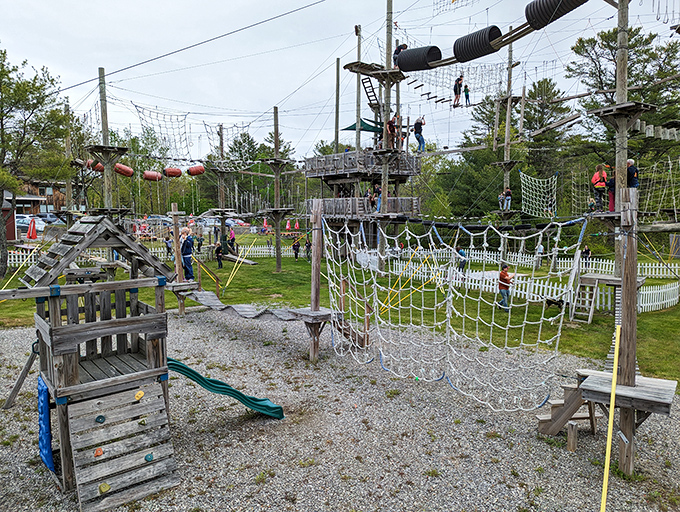 Ground-level fun ensures even the tiniest adventurers aren't left out. This playground area offers scaled-down thrills for future aerial daredevils.