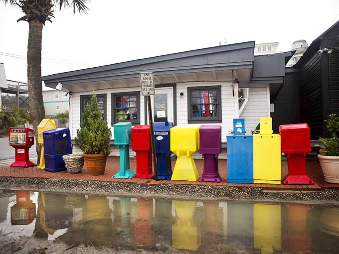Newspaper vending machines: A rainbow of vintage charm, these colorful news dispensers stand as cheerful sentinels of small-town life.