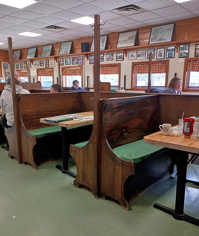 Wood-paneled walls adorned with local memorabilia tell the story of a restaurant deeply woven into the fabric of its community.