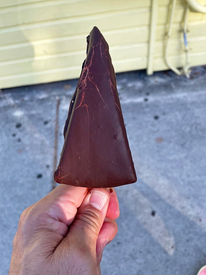 Genius on a stick &ndash; tangy Key lime pie wearing a dark chocolate tuxedo, proving opposites really do attract deliciously.