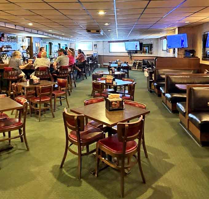 Spacious dining areas with classic booth seating create the perfect setting for family meals and friendly gatherings.