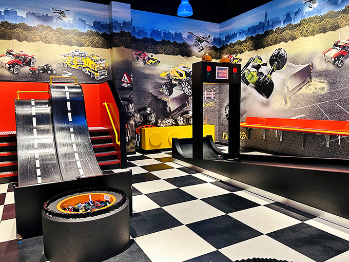 Ready, set, build! The LEGO Racers area challenges visitors to create vehicles that can handle the twists and turns.