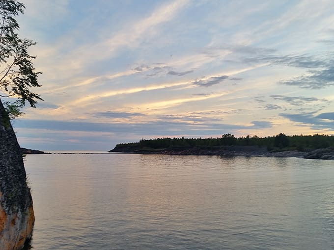 Evening light casts a golden glow across the landscape, transforming an already beautiful scene into something that belongs on a postcard.