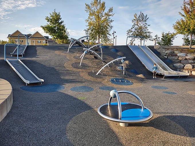 Modern playground equipment offers year-round fun, with slides and climbing structures that look like they were designed by someone who actually remembers being a kid.