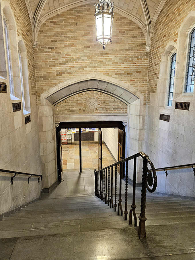 Steps worn by generations of ambitious footfalls. If these stairs could talk, they'd probably recite constitutional amendments and bad legal puns.