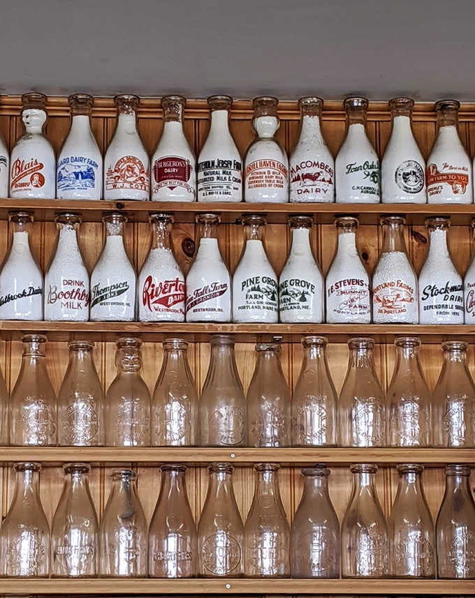 The milk bottle collection rivals most museums. Each one tells a story of Maine's dairy past, without the admission fee.