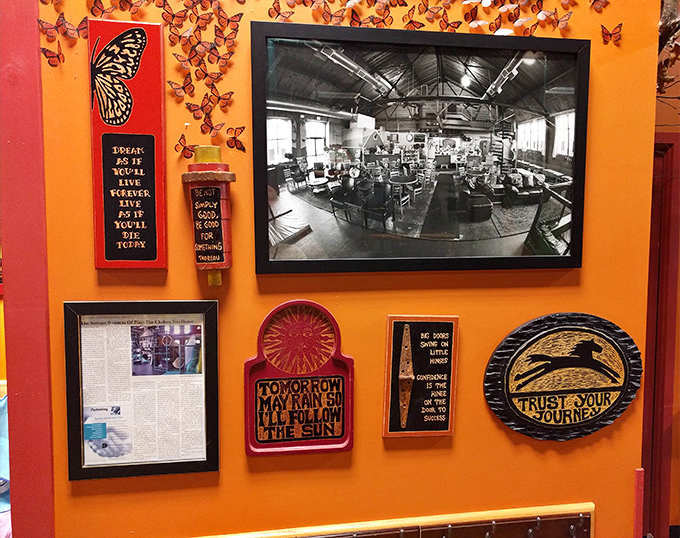 Inspirational wall art featuring butterflies and positive messages creates an atmosphere of whd philosophy for the young and young-at-heart.