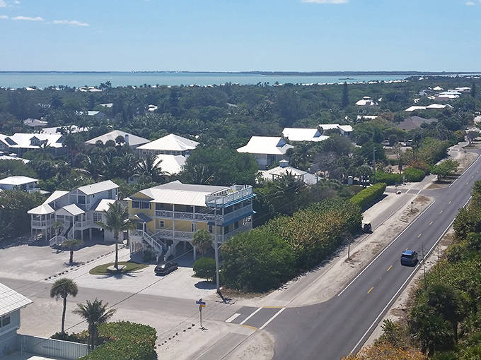 From this bird's eye view, Boca Grande's charming layout reveals itself &ndash; a coastal community that has somehow escaped the clutches of overdevelopment.