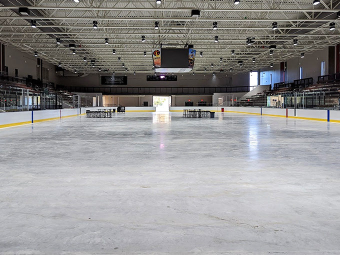 The ice rink awaits its next adventure &ndash; a blank canvas for spins, jumps, goals, and the occasional dramatic wipeout.