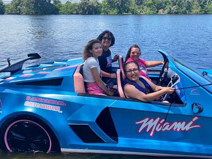 The rental fleet awaits its next group of brave souls willing to embrace the beautiful absurdity of driving a sports car across open water.