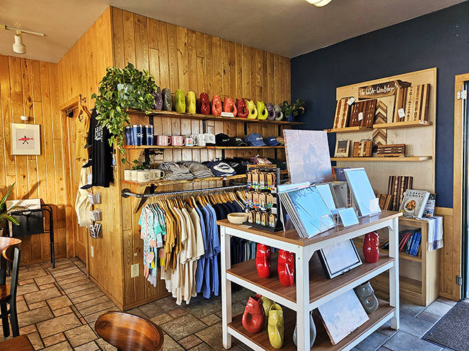Beyond seafood, the shop offers local crafts and branded merchandise, allowing visitors to take home a piece of their lakeside experience.