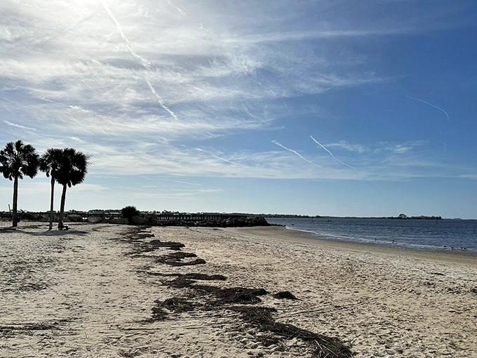 Morning light reveals the untamed beauty of Keaton Beach, where footprints in the sand are quickly reclaimed by gentle tides.