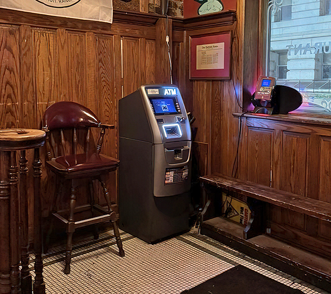 Even in this historic setting, modern conveniences find their place &ndash; because running out of cash before dessert would be a tragedy.