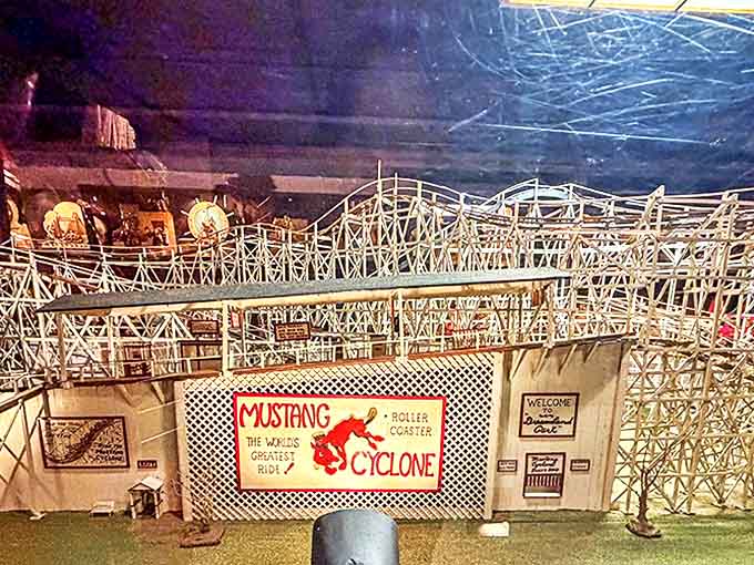 The Mustang Cyclone display captures the golden age of amusement parks &ndash; when roller coasters were wooden, thrilling, and slightly terrifying.