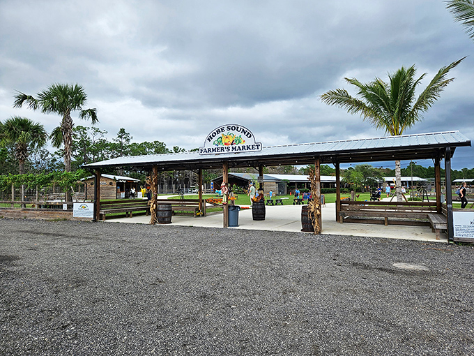 The Farmers Market pavilion awaits weekend crowds &ndash; where "farm-to-table" isn't a restaurant slogan but simply how things work.
