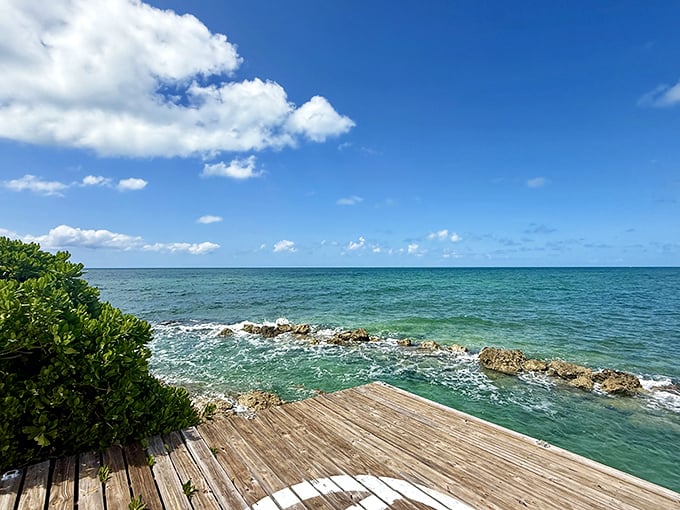 The fishing area proves paradise comes with practical benefits &ndash; like catching lunch while pretending you're working hard.