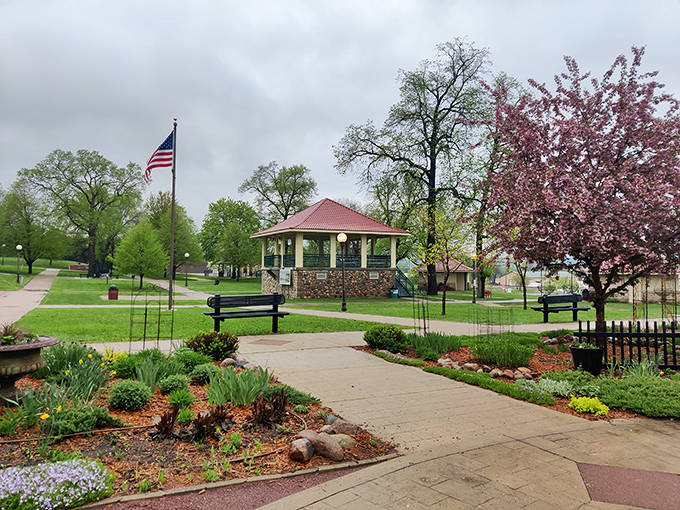 German Park's gazebo stands ready for summer concerts, community gatherings, and the occasional impromptu marriage proposal.