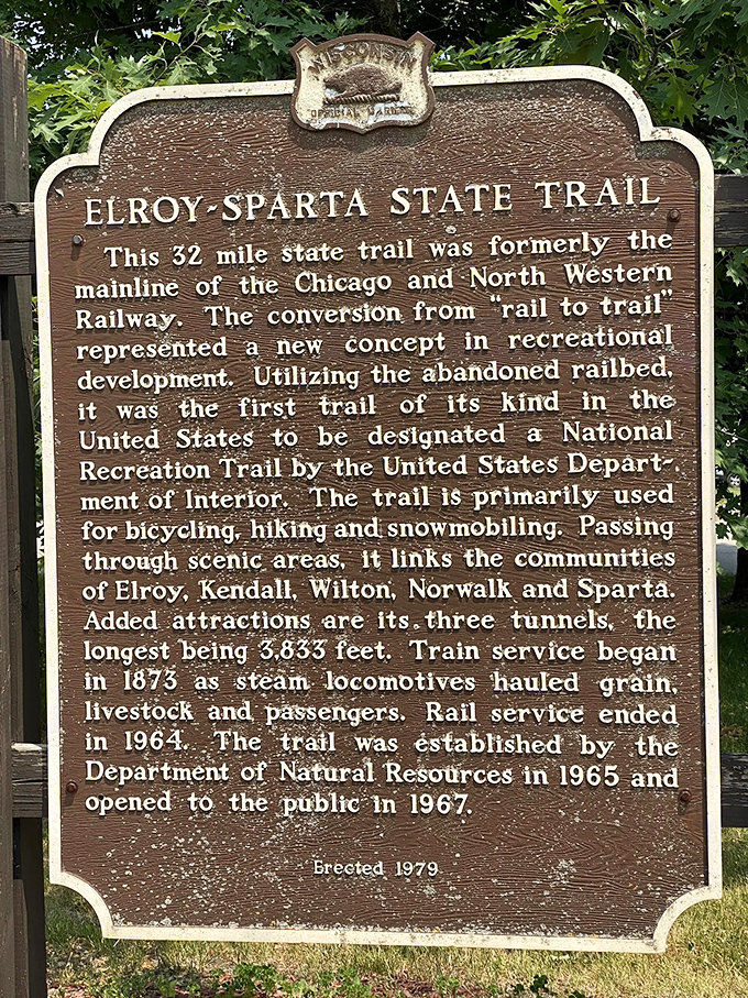 Historical marker details the trail's pioneering status &ndash; America's first rail-to-trail conversion has quite a story to tell.