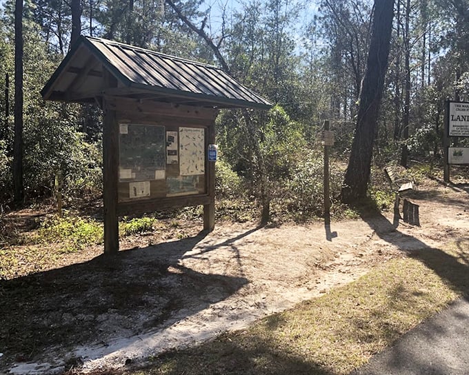 Information central: This trail kiosk offers maps and knowledge&mdash;your passport to exploring the greenway's hidden treasures.