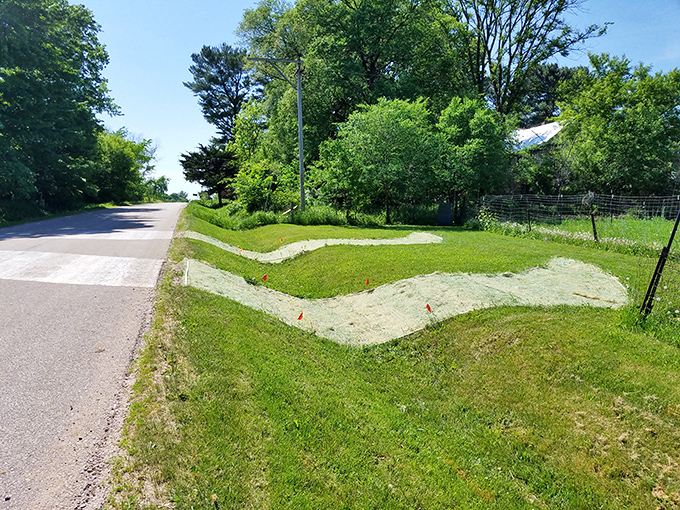 These roadside mounds might seem like simple landscaping to passing cars, but they're actually part of an ancient ceremonial complex.