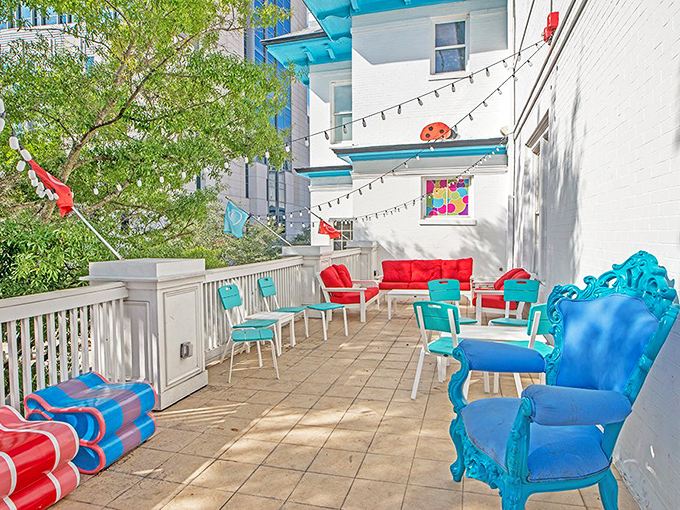 Sugar high with a view! The rooftop patio offers a moment of fresh air before diving back into candy madness.