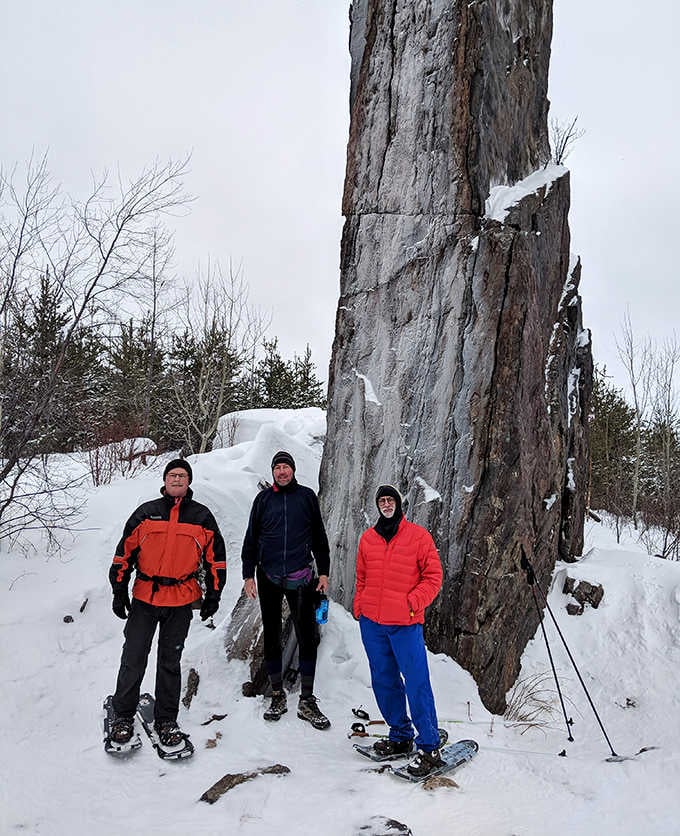 Winter adventurers on snowshoes discover the rock's year-round appeal &ndash; some natural wonders don't hibernate when temperatures drop.