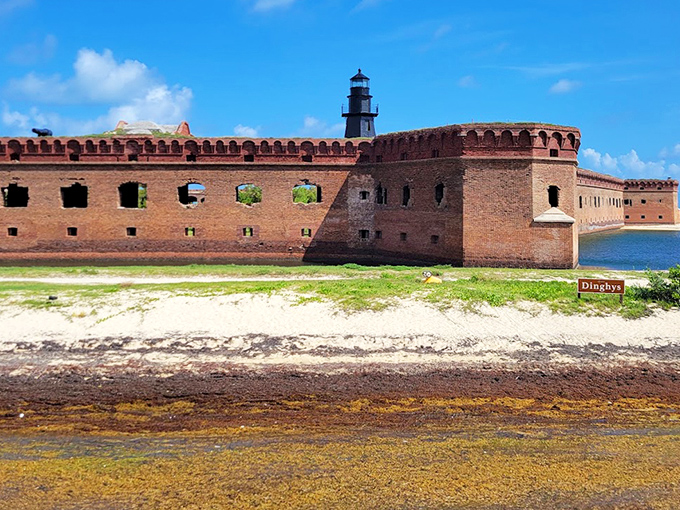 The imposing fortress walls have weathered centuries of storms and tourists, standing as proudly today as when they guarded American waters.