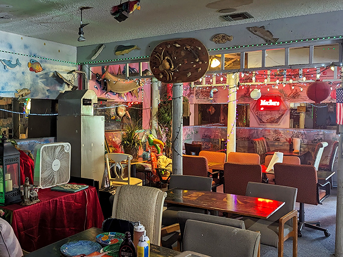 Mismatched chairs and tables create a homey vibe &ndash; in this dining room, pretension takes a back seat to comfort and conversation.