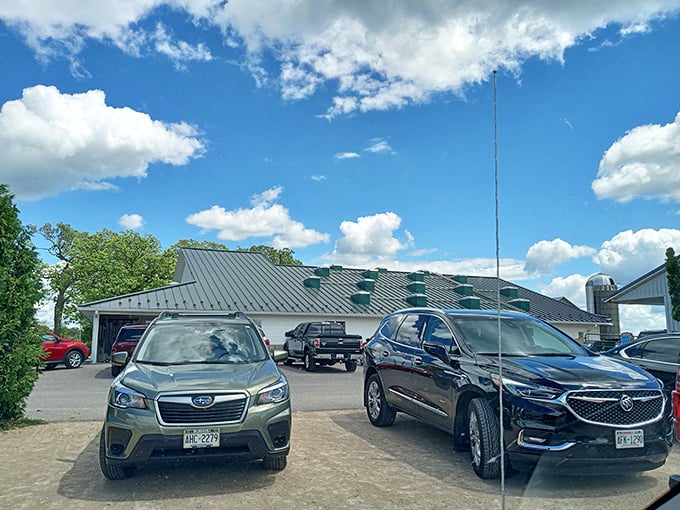 The parking area fills with a mix of modern vehicles and traditional transportation &ndash; two worlds meeting at this cultural crossroads.