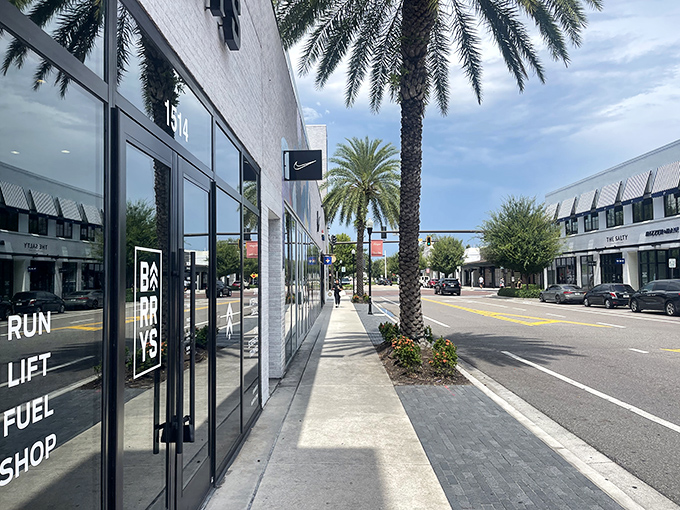 Palm trees stand sentinel along pristine sidewalks, creating that distinctly Floridian vibe where even errands feel somehow like a mini-vacation.