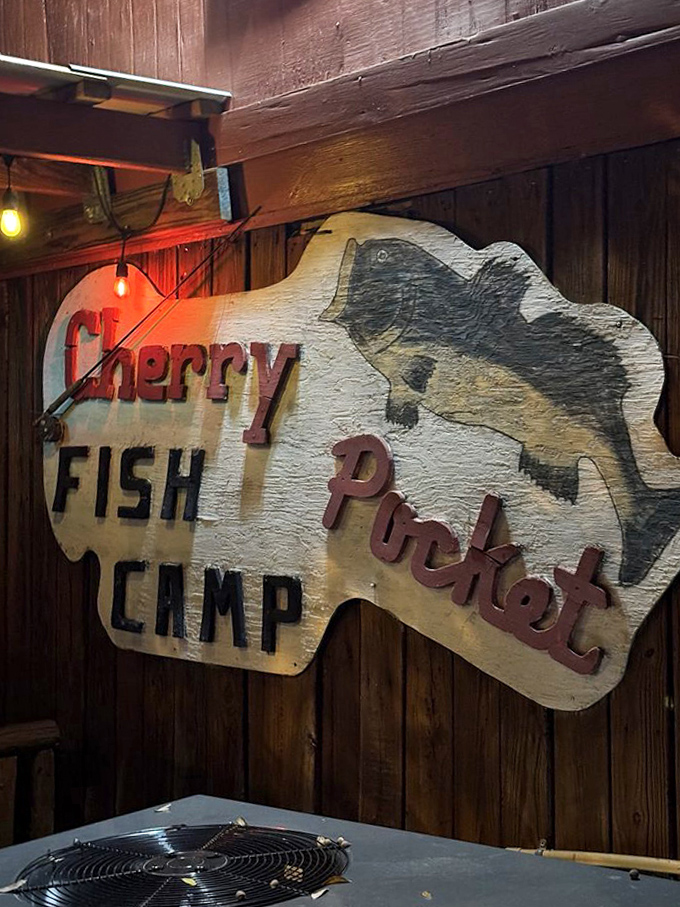 The vintage "Cherry Fish Camp" sign tells the story of this establishment's roots &ndash; a genuine piece of Old Florida that refuses to be anything but authentic.