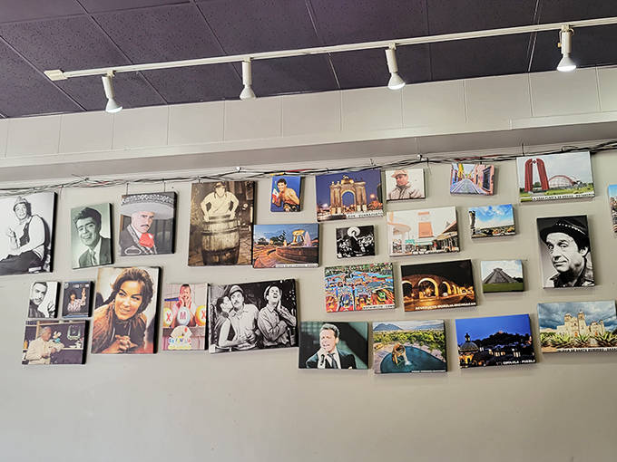 Wall decor: A gallery of Mexican cultural icons watches over diners—silent witnesses to the joy that happens when great food brings people together.