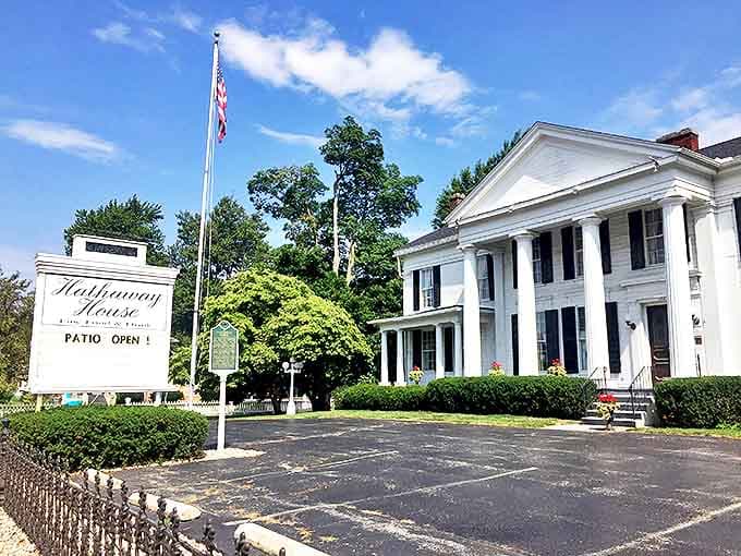 Hathaway House's stately white columns and manicured grounds offer a glimpse into Blissfield's more elegant historical side and dining experiences.