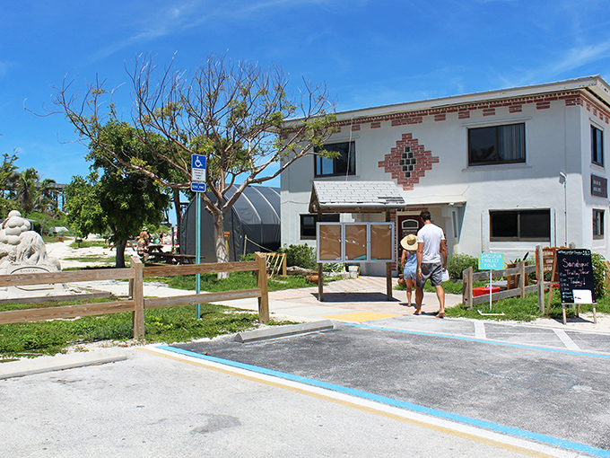 On their way to the shore, visitors anticipate discovering hidden treasures while embracing the slow, peaceful rhythm of island life.
