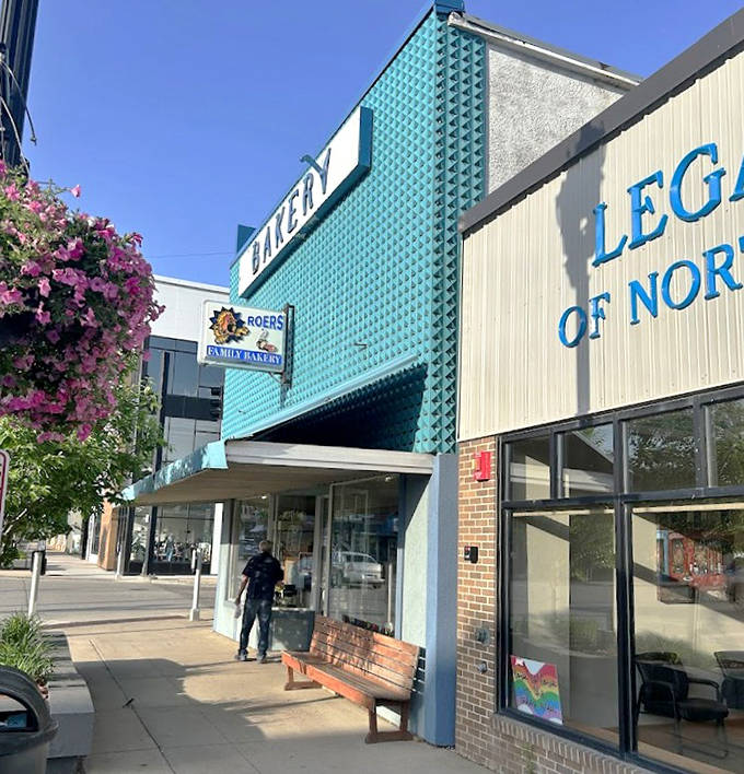The street view captures that moment of anticipation &ndash; when you're just steps away from the butter-scented paradise waiting behind those doors.