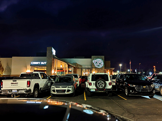 Even at night, the parking lot tells the story &ndash; full spaces mean full bellies and happy customers inside.