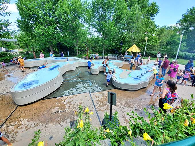 The Great Lakes splash pad offers welcome relief on summer days, where geography lessons disguise themselves as splashy fun for overheated youngsters.