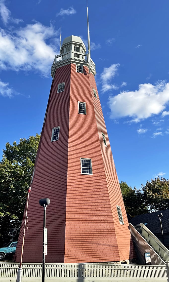 Portland Observatory's distinctive octagonal tower has watched over the harbor since 1807, offering visitors the same panoramic views that once helped merchants spot incoming ships.