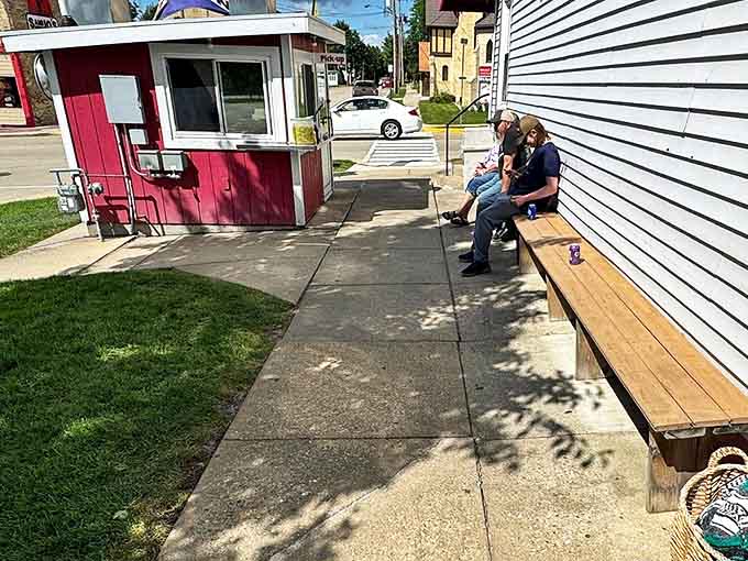 14. wedl's hamburger stand & ice cream parlor seating area