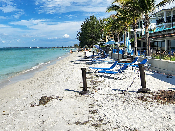 Beach chairs await their temporary owners &ndash; front-row seats to nature's greatest show: the Gulf of Mexico.