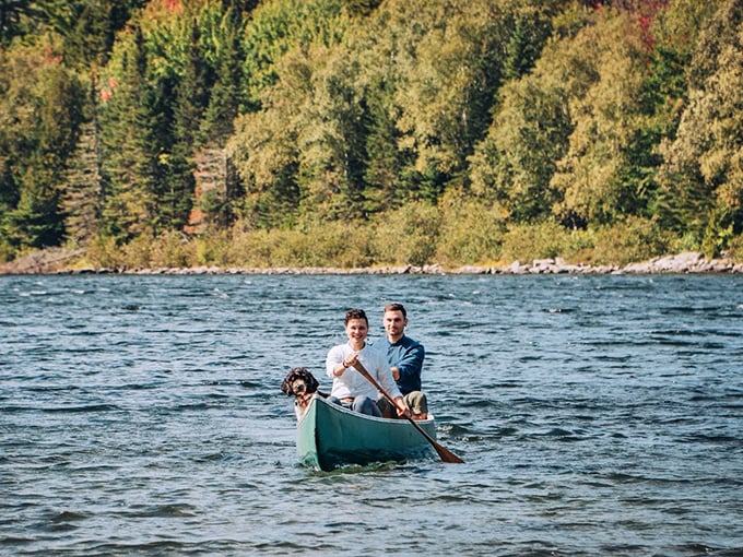 Three adventurers and their four-legged companion discover Maine's wilderness the traditional way – one paddle stroke at a time on glassy waters.