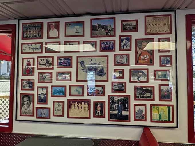 These walls have seen decades of happy customers, each photo a testament to the fact that good food creates memories worth framing and displaying.