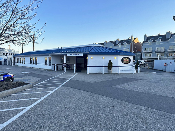The welcoming entrance promises maritime delights ahead &ndash; this unassuming doorway leads to one of Portland's most unique dining experiences.