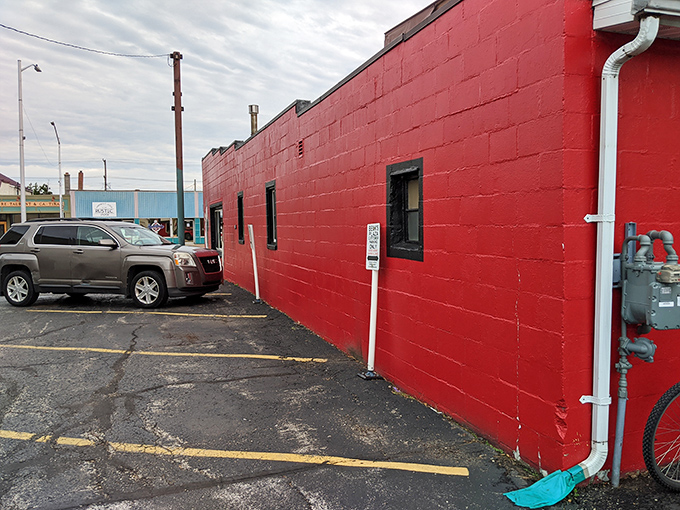 The humble parking area outside Rosy's belies the extraordinary culinary experiences happening within those bright red walls.