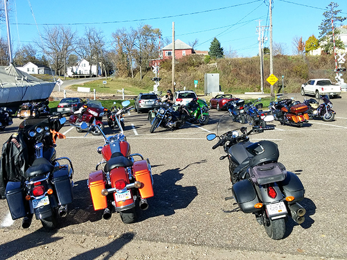 Motorcycle enthusiasts have discovered the secret &ndash; rows of bikes line the parking area on sunny days, their riders drawn by good food and great views.