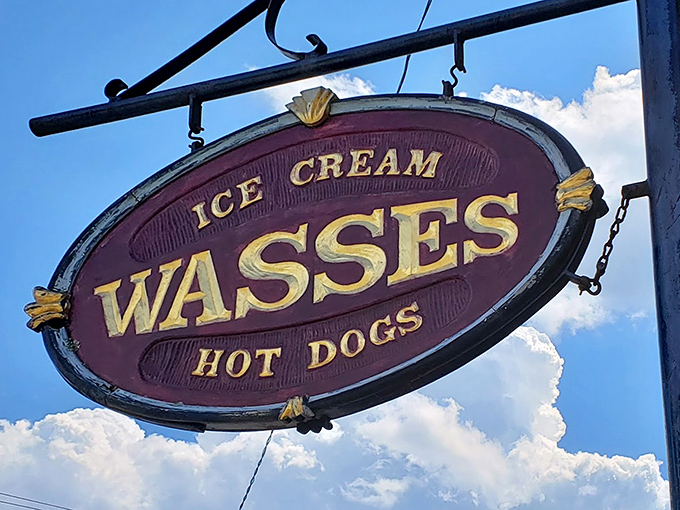 The legendary Wasses sign against a perfect Maine sky &ndash; a beacon of hope for hungry travelers and locals alike.