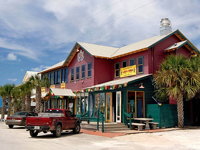 Downtown Grayton Beach: This vibrant crimson building houses local favorites where regulars gather and visitors become instant friends.