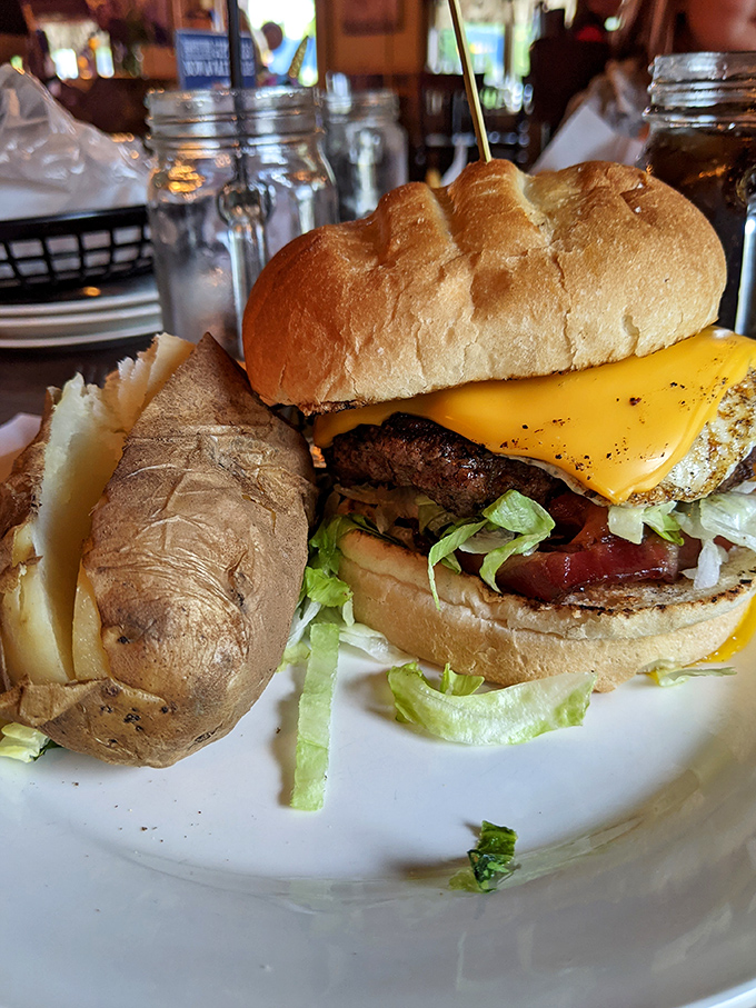 A monument to proper hunger management &ndash; this isn't just a burger, it's a commitment to excellence with a side of perfectly crisp potato.