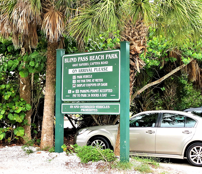 The unassuming entrance sign doesn't begin to hint at the natural wonders waiting just beyond.