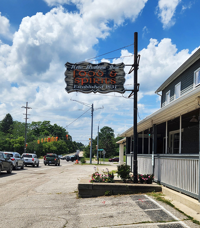 The iconic sign serves as a beacon for burger lovers and history buffs alike – a roadside promise of deliciousness that never disappoints.